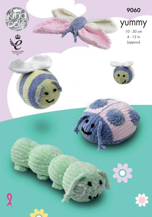 King Cole Yummy Chunky Bugs Knitting Pattern 9060 – Littlewoolshop.com