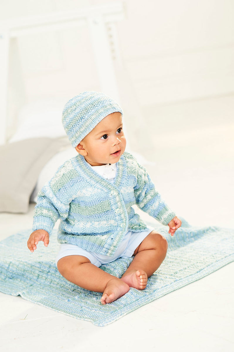 Stylecraft Bambino Prints DK Cardigan Hat & Blanket Pattern 9845 ...