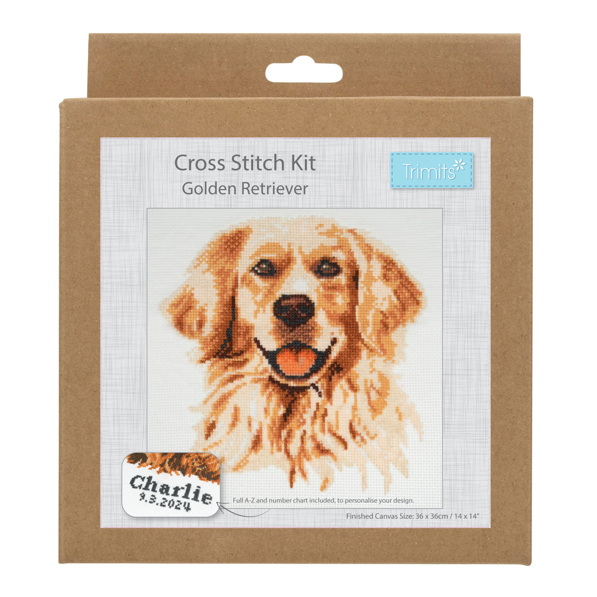 Trimits Counted Cross Stitch Kit - Golden Lab Retriever 36 x 36cm ...