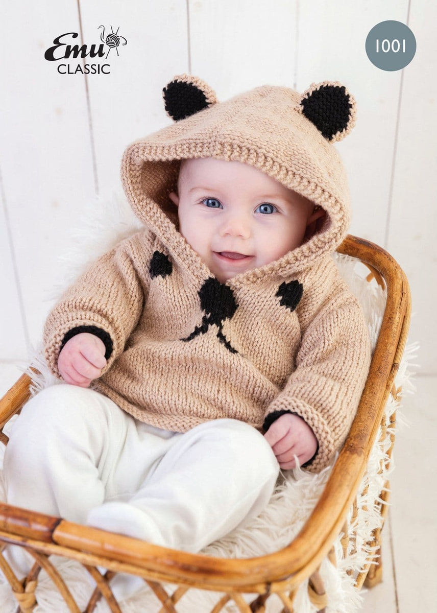 Emu Classic Aran Baby Teddy Bear Hoodie Pattern 1001 – Littlewoolshop.com