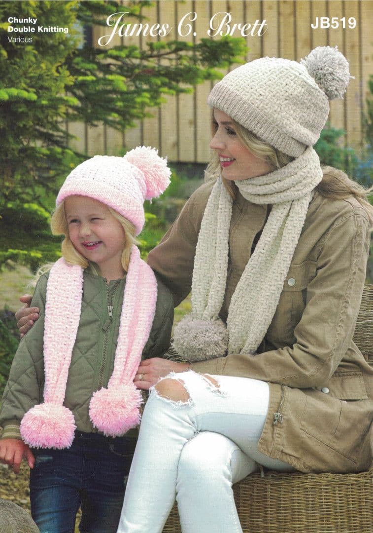 James C Brett Flutterby Chunky Hats & Scarves Pattern JB519 ...