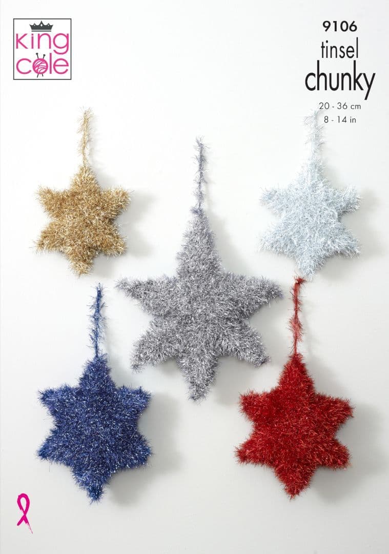 King Cole Tinsel Chunky Pattern 9106 Christmas Tinsel Stars ...