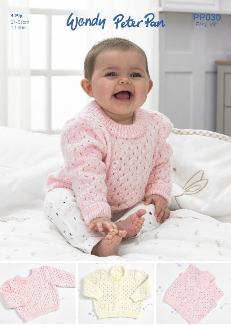 Wendy Peter Pan 4 Ply Cardigan Waistcoat & Sweater Pattern PP030 ...